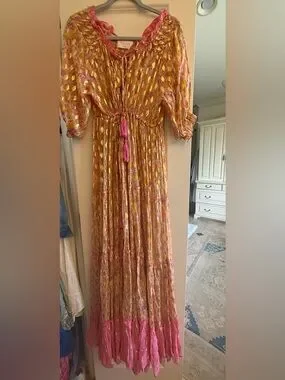 Miss June Paris | Dresses | Miss June Paris Bohemian Pink And Gold Maxi ...
